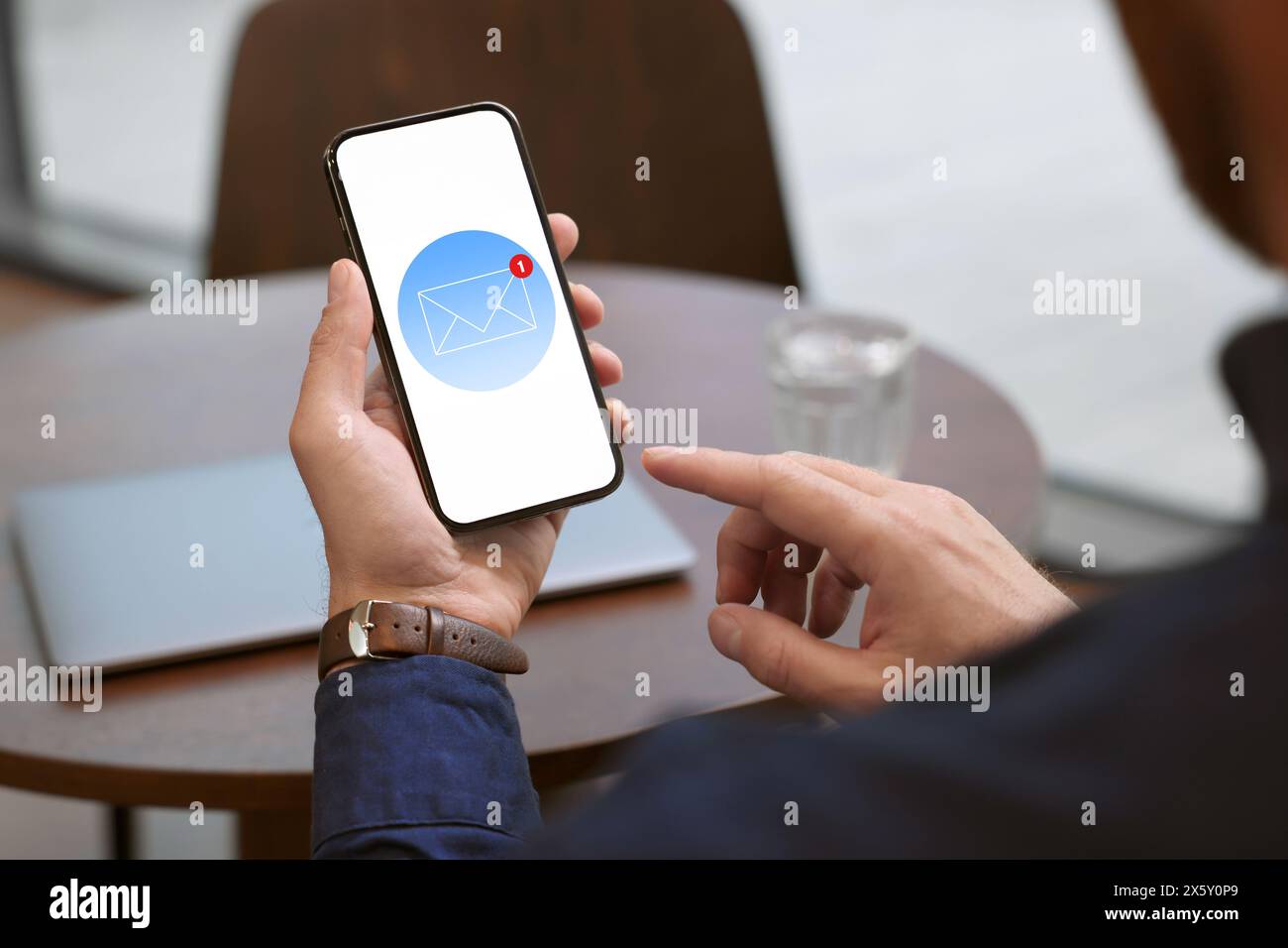 Man checking new message hi-res stock photography and images - Alamy