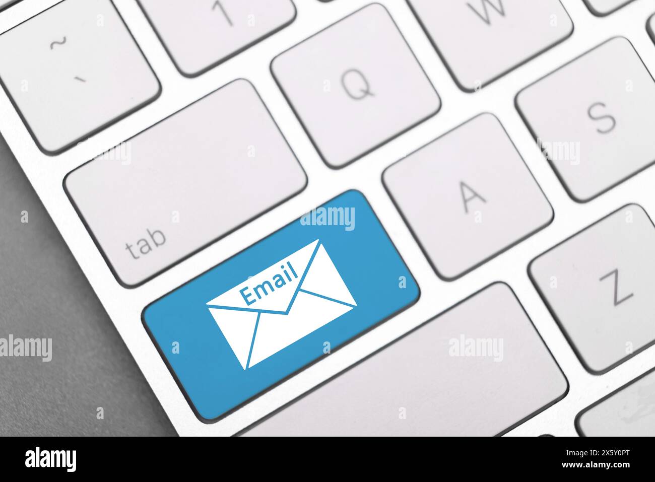 Light blue button with word Email and illustration of envelope on ...