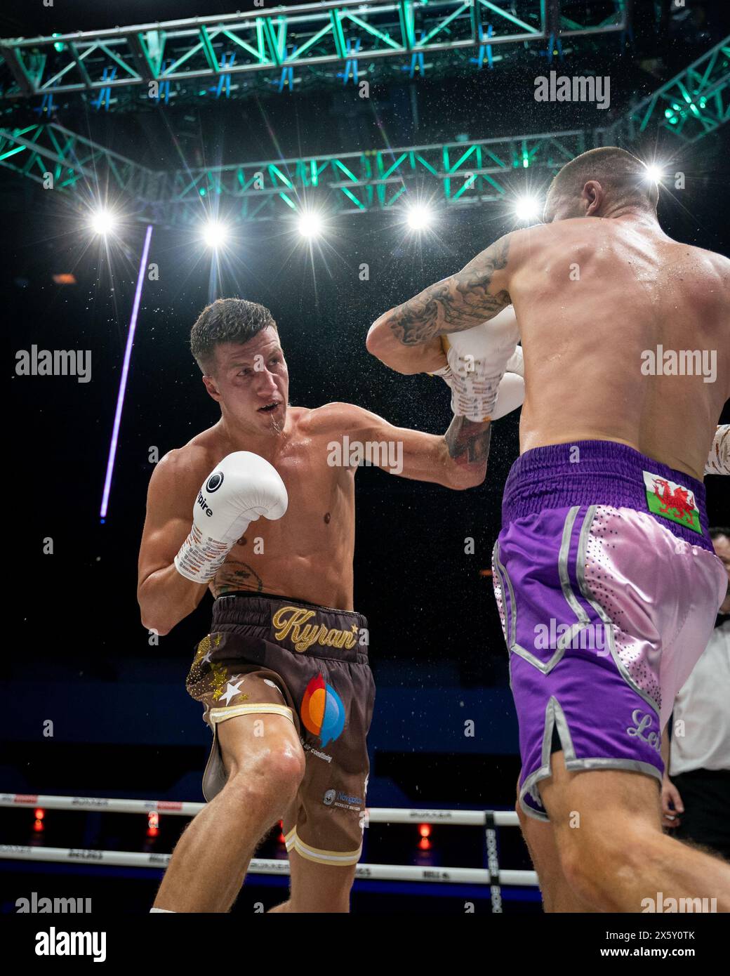 CARDIFF, UK. 11th May, 2024. Kyran Jones v Lewis Howells boxing match ...