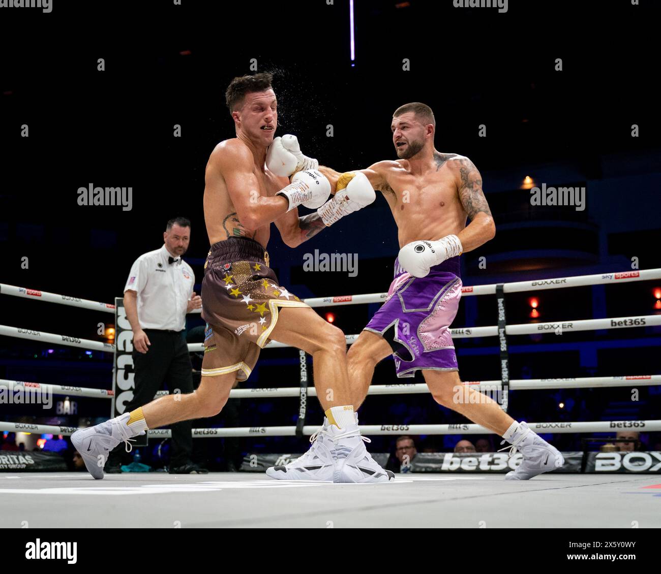 CARDIFF, UK. 11th May, 2024. Kyran Jones v Lewis Howells boxing match ...