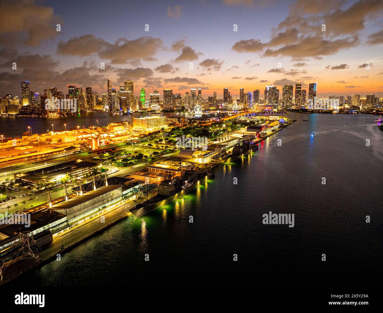Aerial stock photo USS battleships at Port Miami Fleet Week 2024 Stock ...