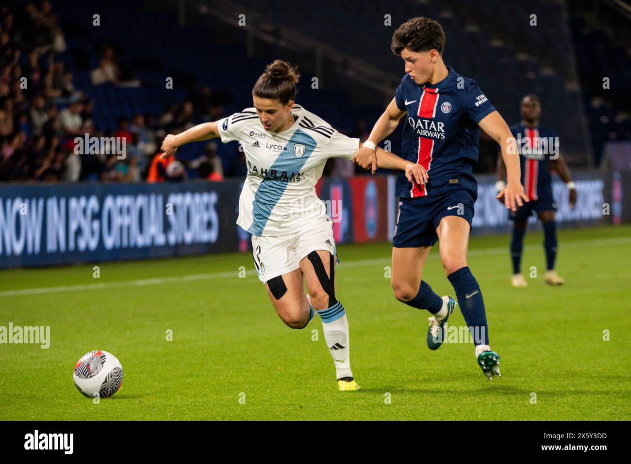 Paris, France. 11th May, 2024. Mathilde Bourdieu of Paris FC and Elisa ...