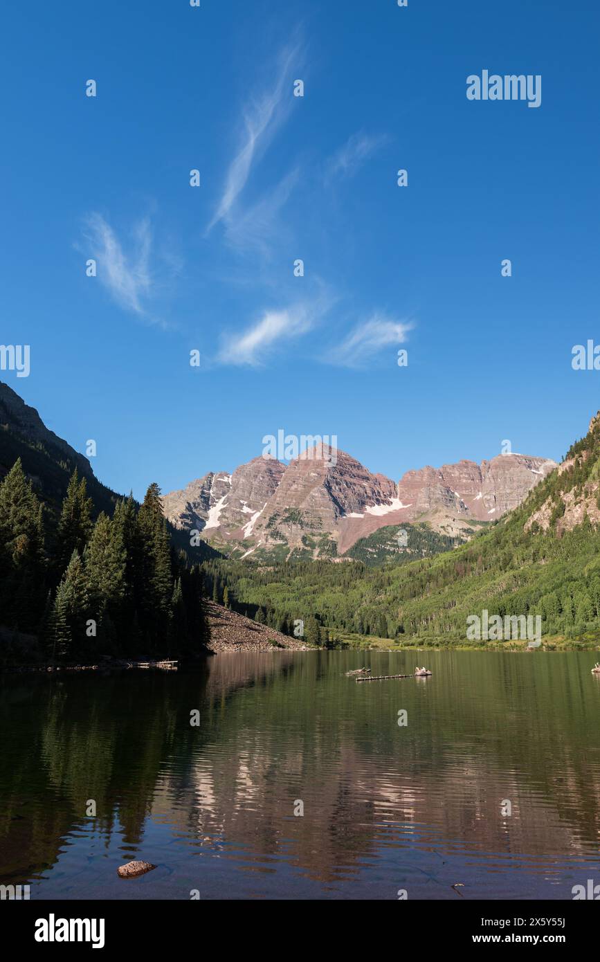 A beautiful August Summer day in the valley of the Maroon Bells in ...