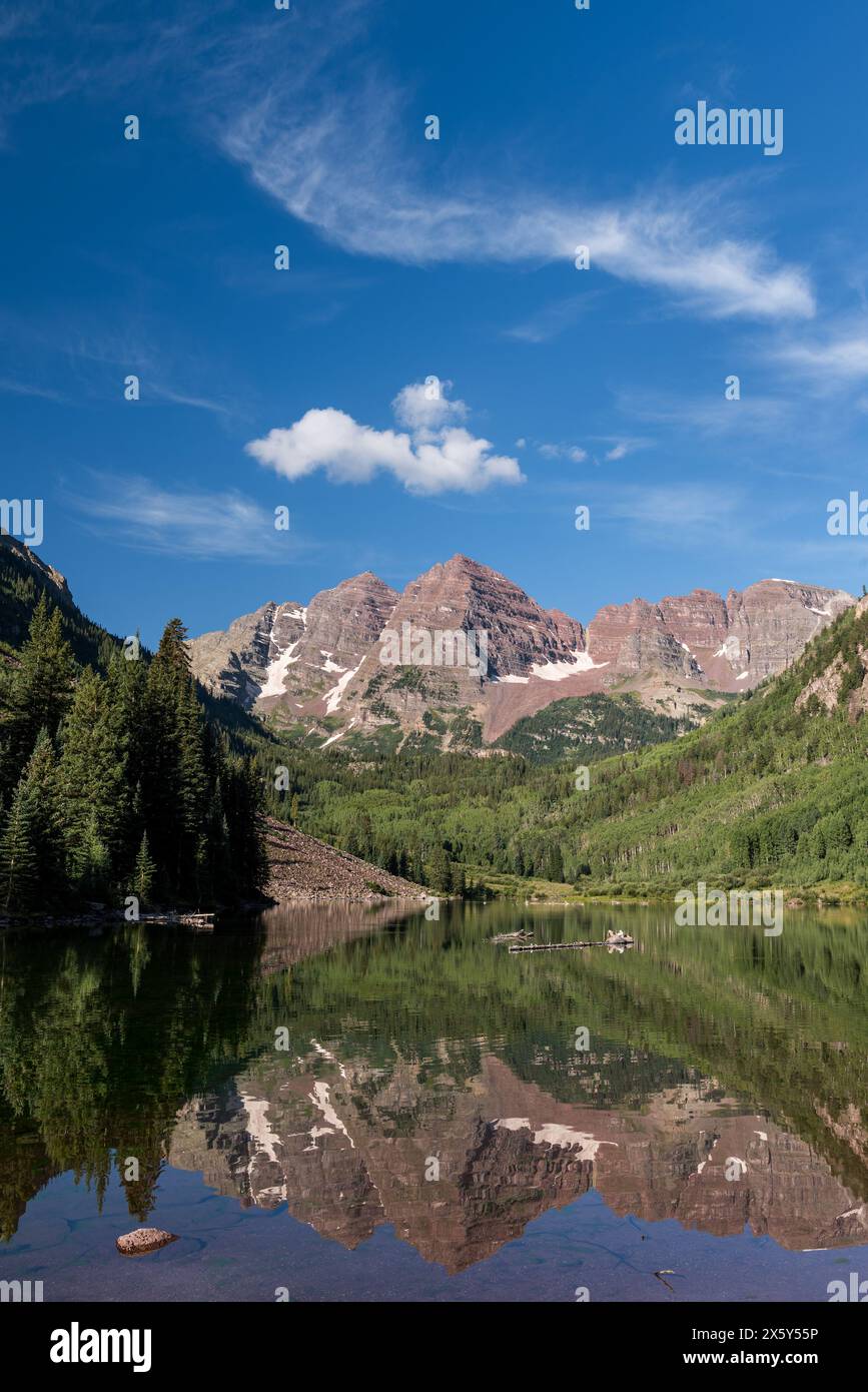 High Peaks Rise Above Maroon Lake with the Famous Maroon Bells as a ...