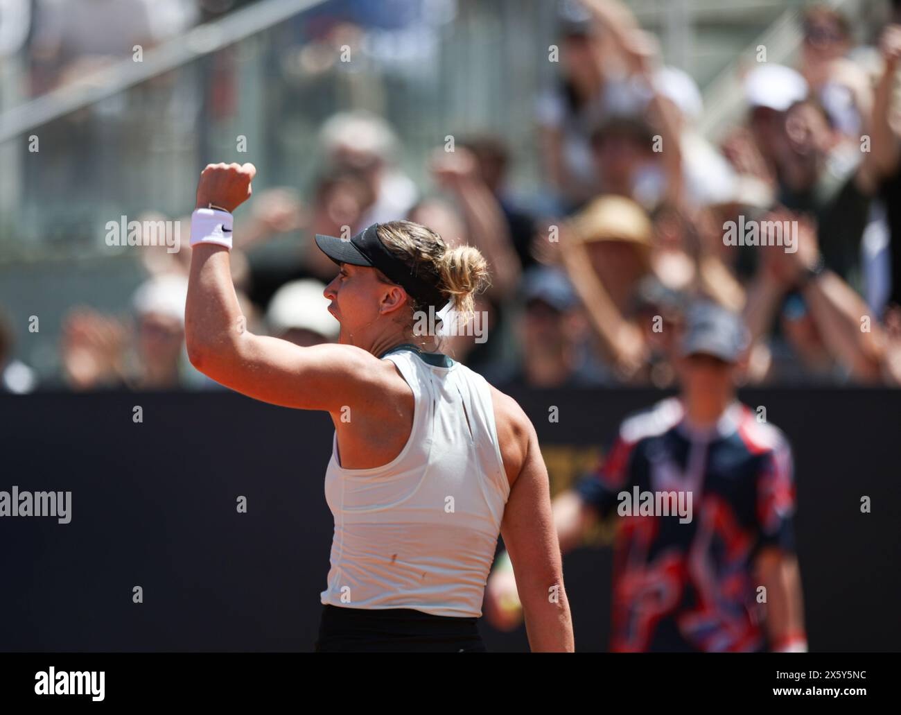 Rome, Italy. 11th May, 2024. Paula Badosa of Spain celebrates scoring ...