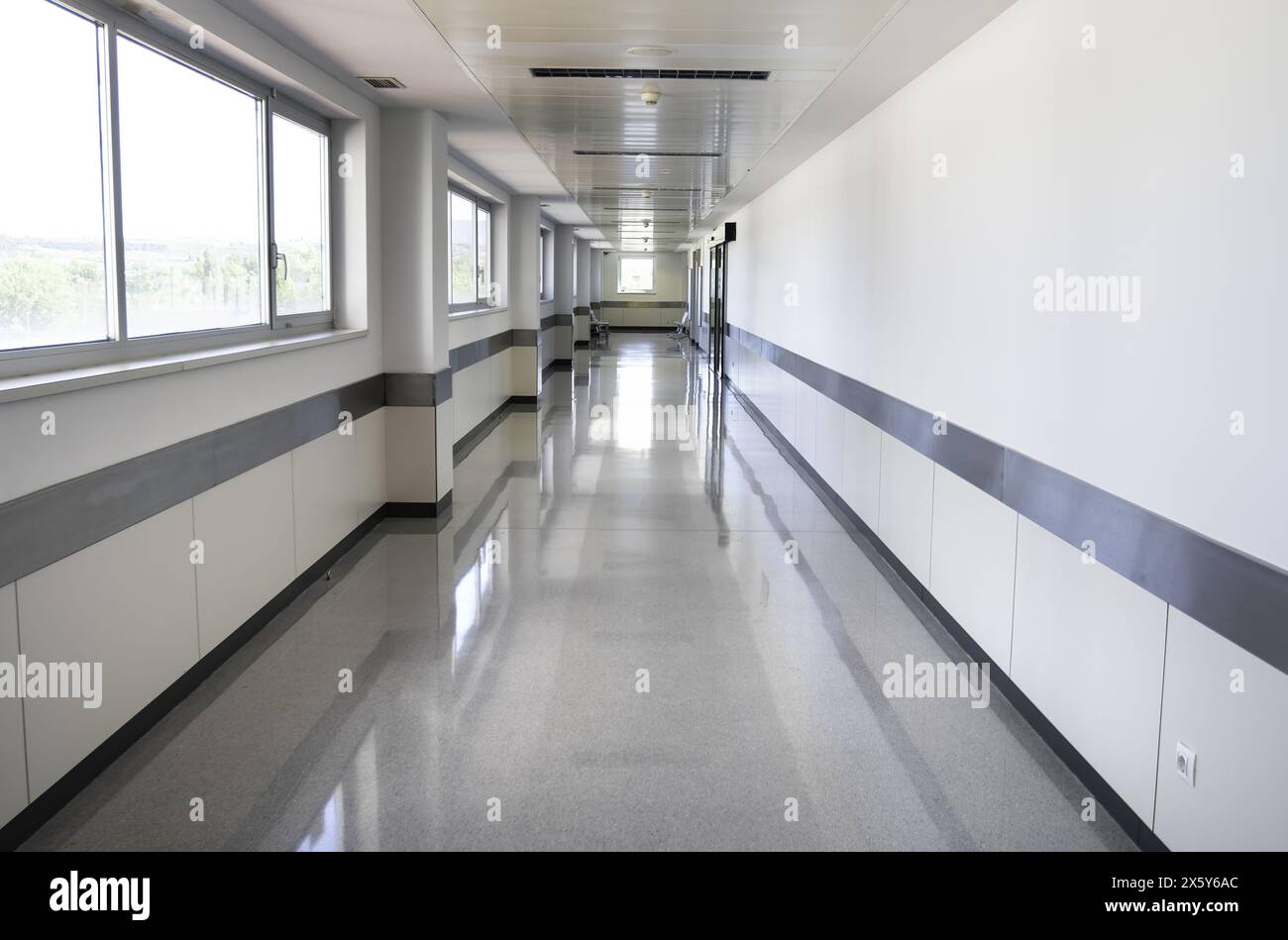 Detail of long hospital corridor, hygiene and sanitation Stock Photo ...
