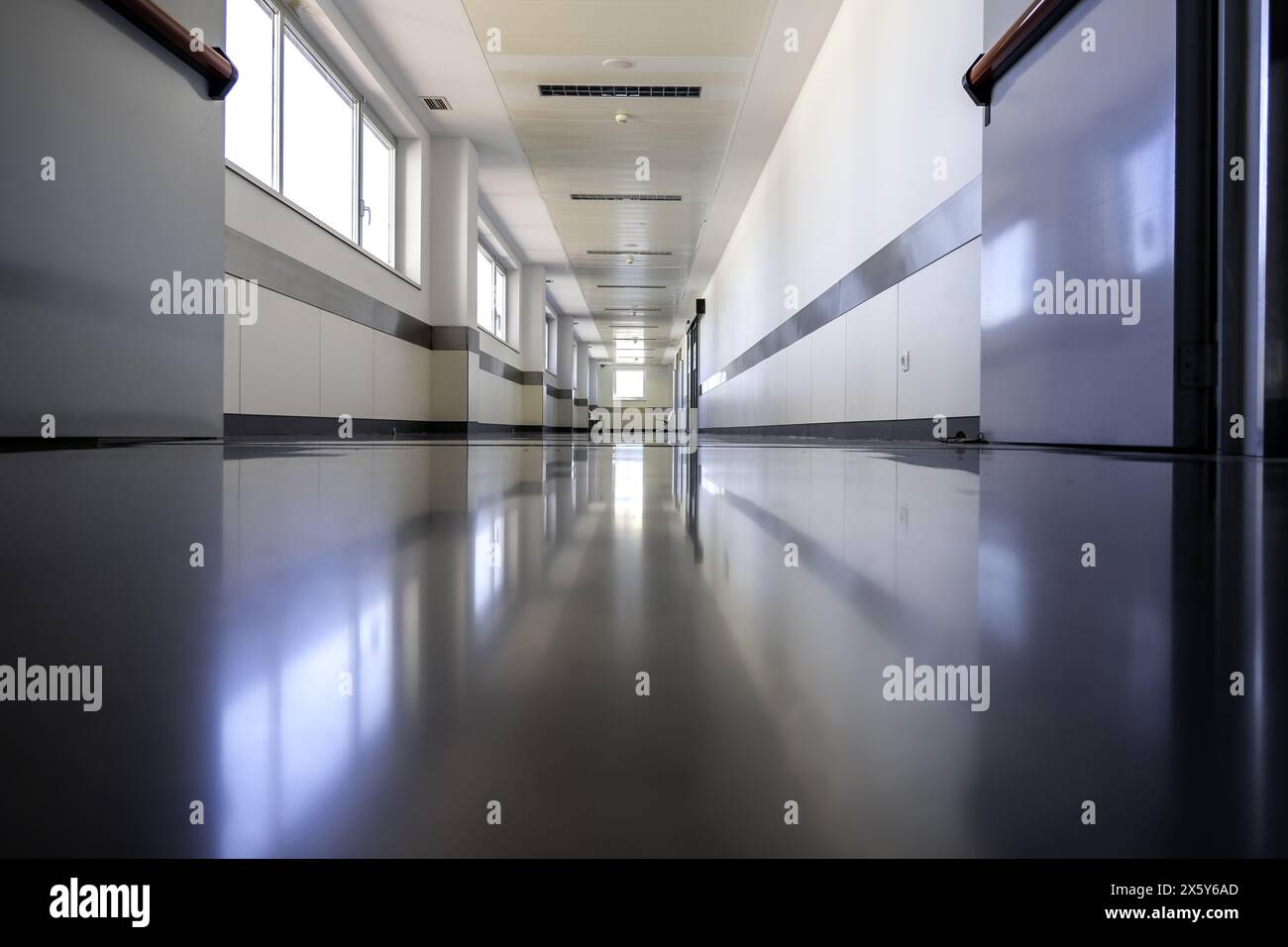 Detail of long hospital corridor, hygiene and sanitation Stock Photo ...