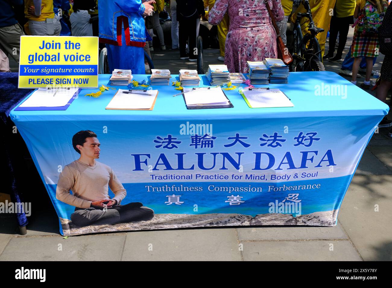 London, UK, 11th May, 2024. Practioners mark World Falun Dafa Day (also ...