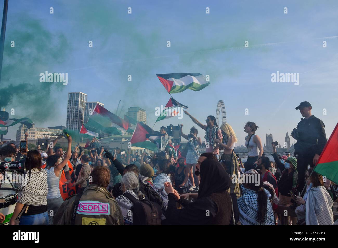 London, England, UK. 11th May, 2024. Pro-Palestine protesters set off ...