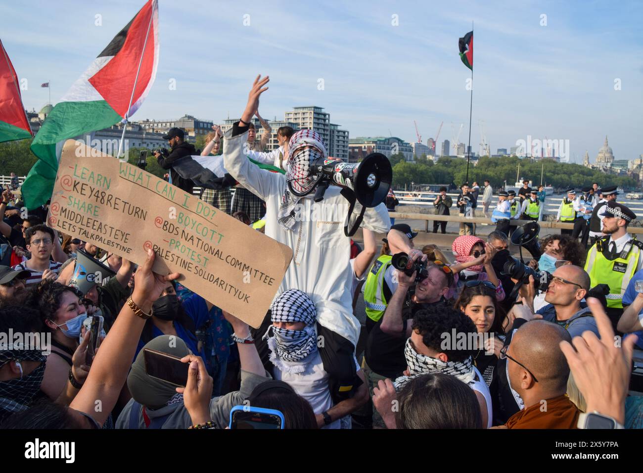 May 11, 2024, London, England, UK: Pro-Palestine protesters block ...
