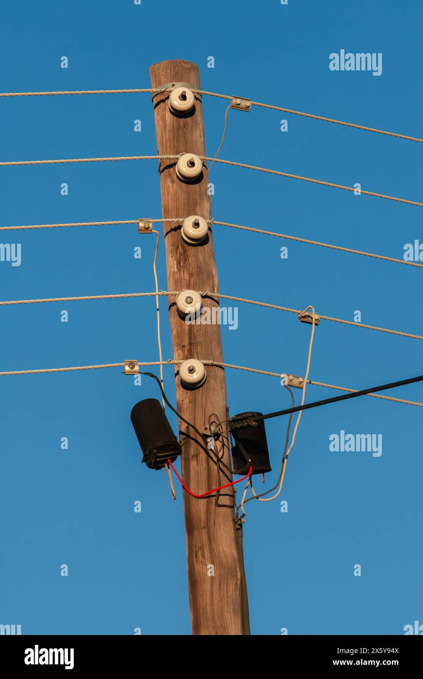 wood, pole, electric, wires, insulators, steel, cable, wire ...