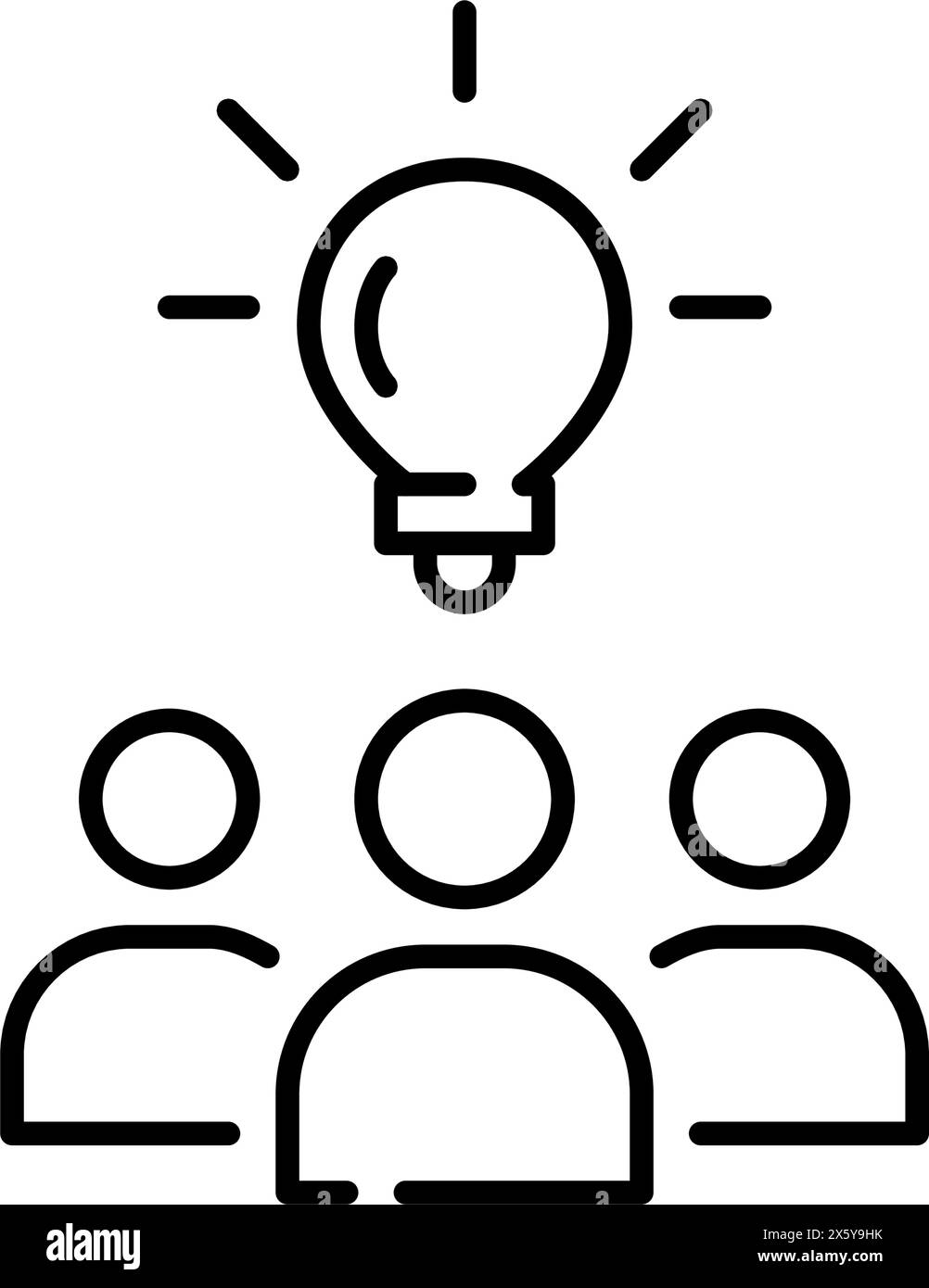 Group of people and light bulb. Brainstorming, creative thinking, ideas ...