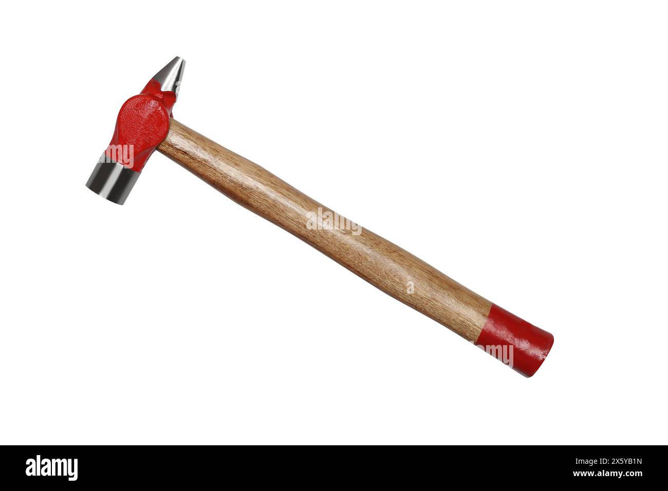 red painted head hammer with wooden handle isolated Stock Photo - Alamy