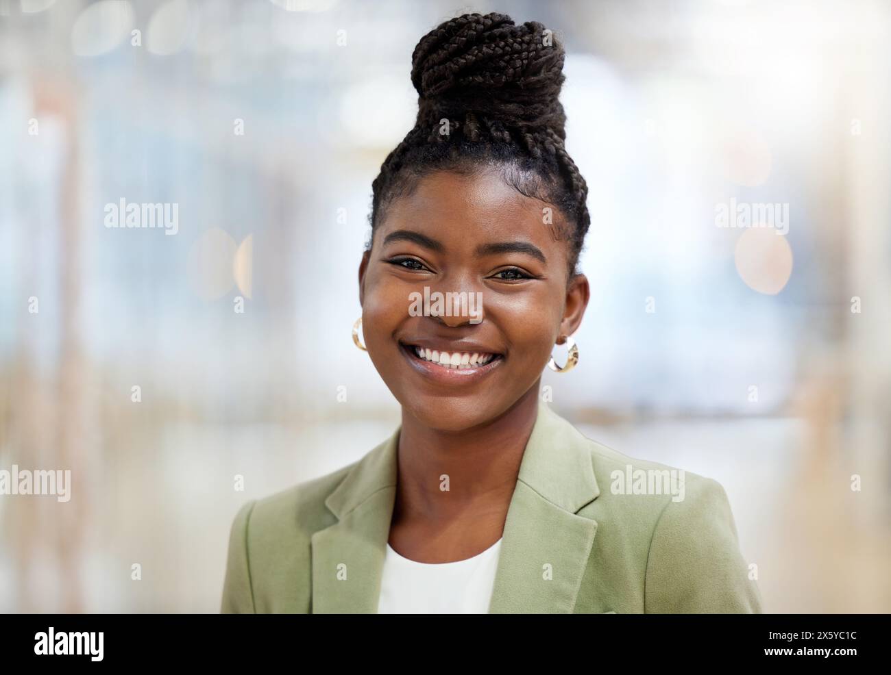 Portrait, smile and black woman for career and professional, business ...