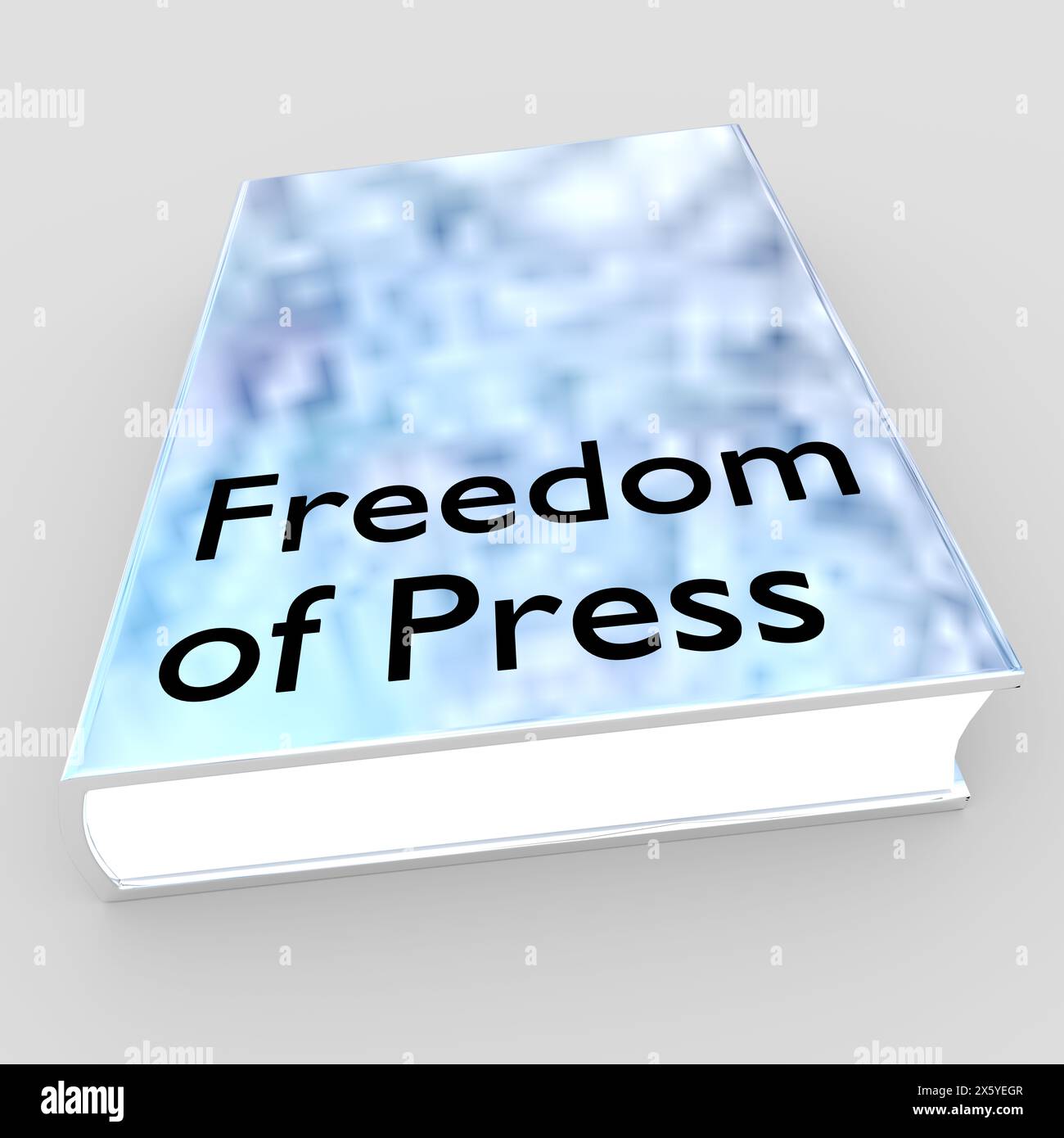 3D illustration of Freedom of Press script on a book, isolated over ...