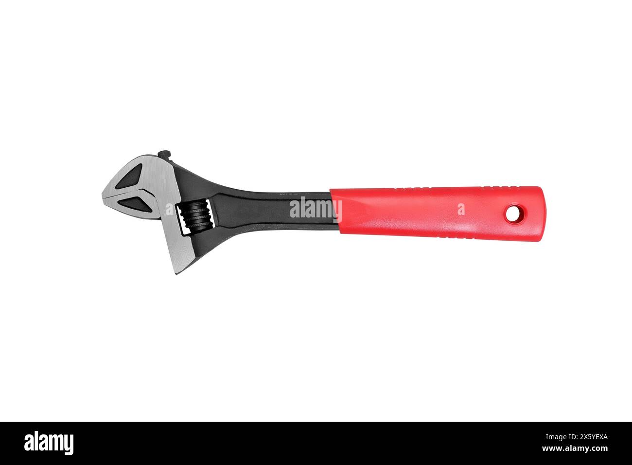 Adjustable wrench with dip insulated handle isolated on white ...