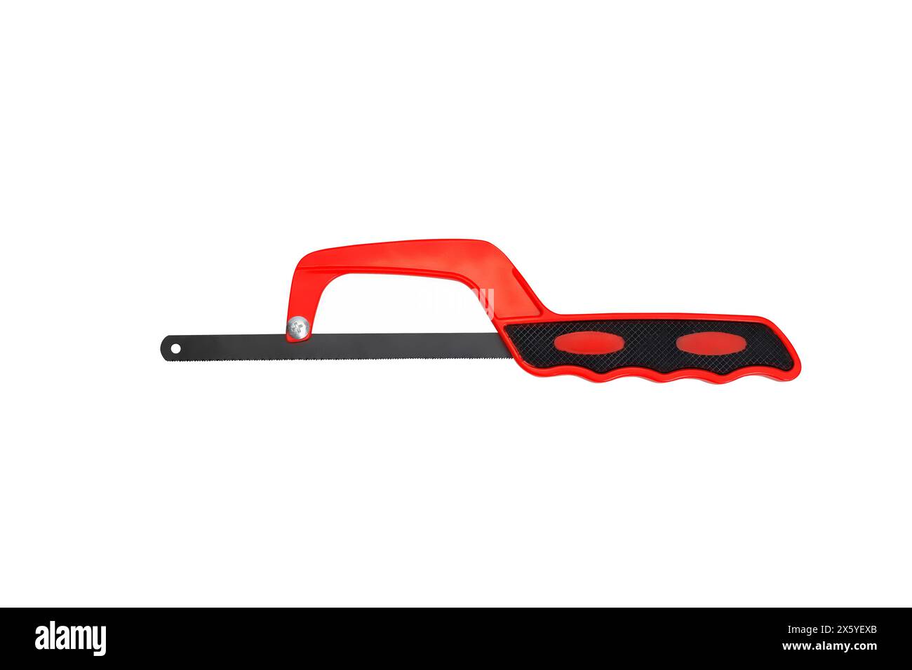 black and red mini hacksaw frame with blade isolated Stock Photo - Alamy