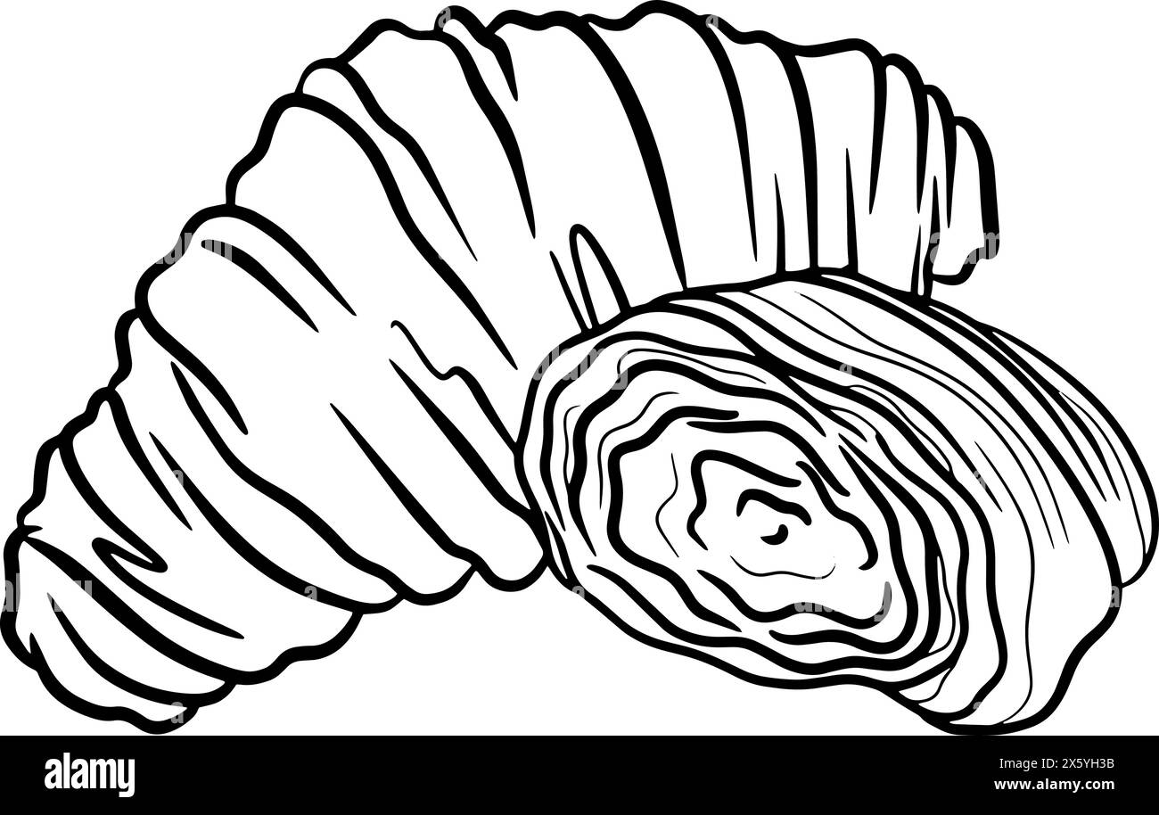 graphic illustration of French croissants with lots of layers on a ...