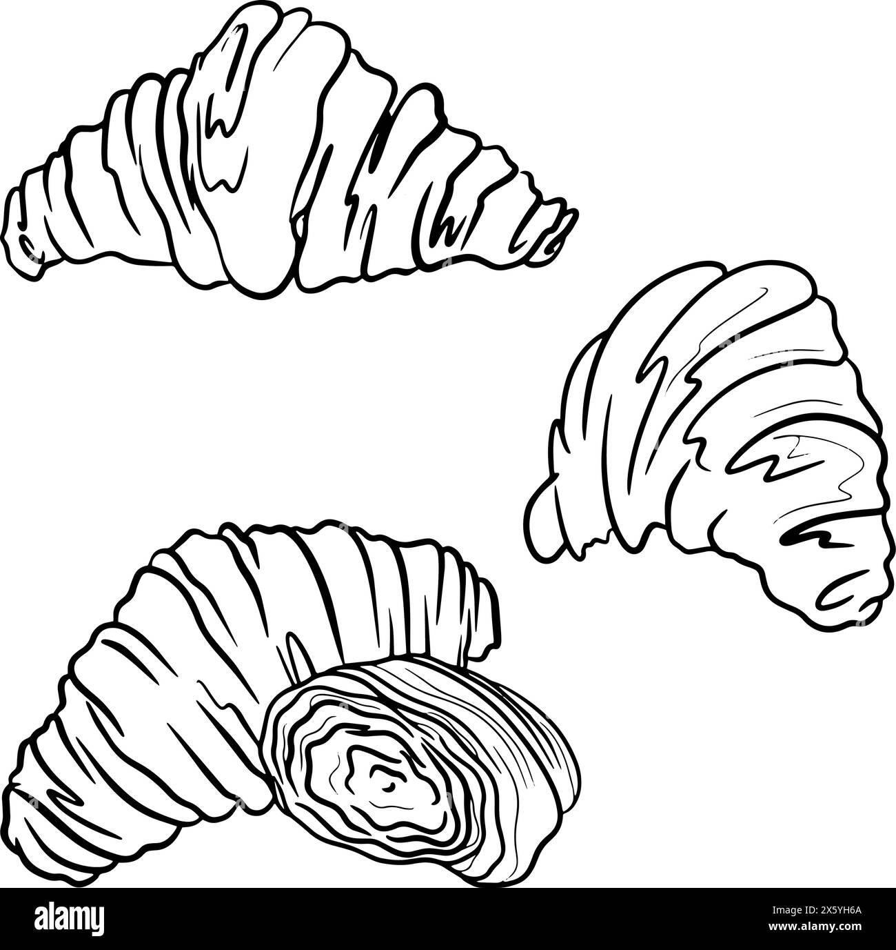 graphic illustration of French croissants with lots of layers on a ...