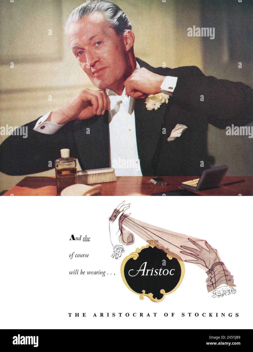 1955 British fashion advertisement for Aristoc stockings Stock Photo ...