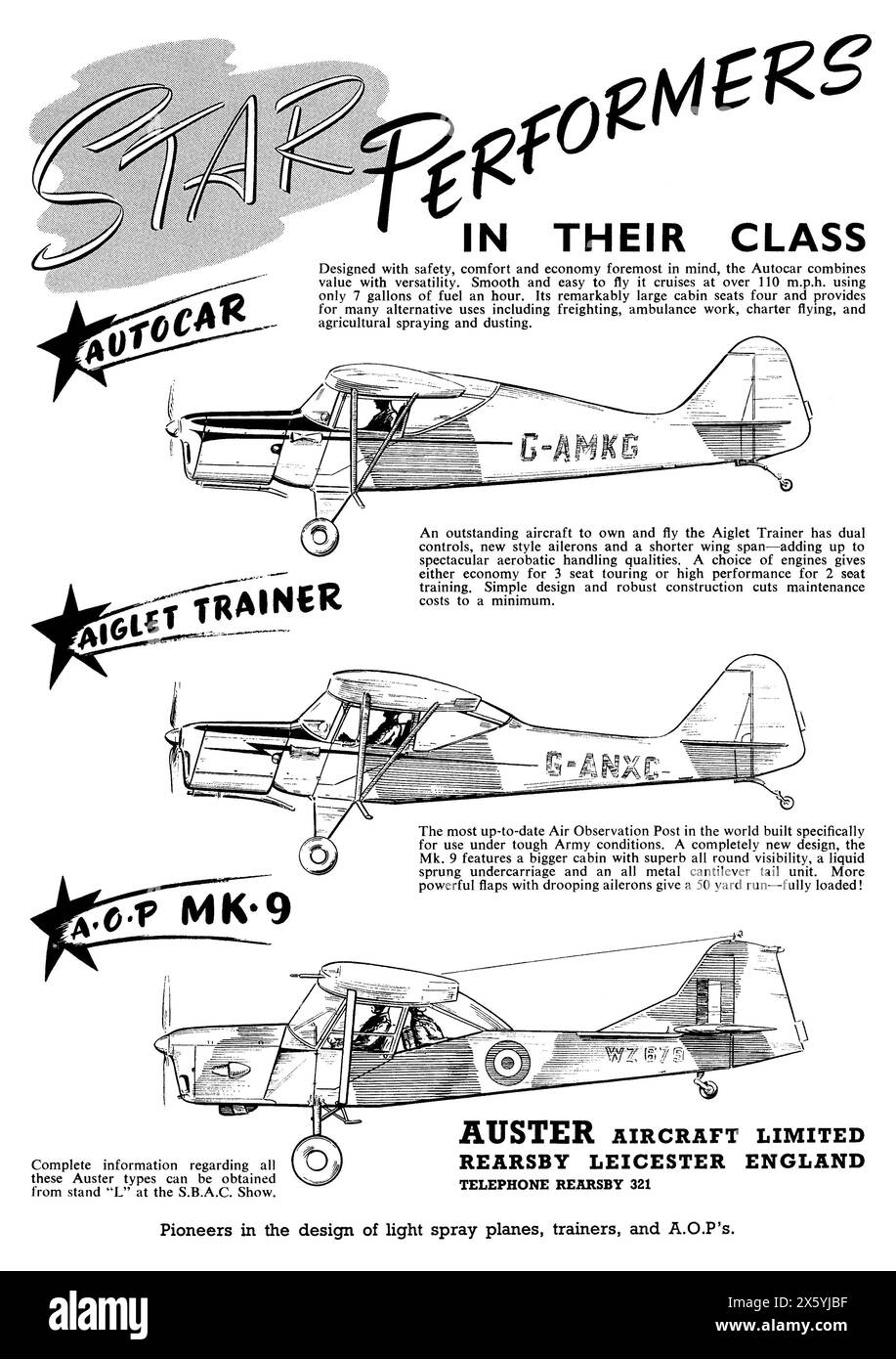 1955 British advertisement for Auster Aircraft high wing monoplanes ...