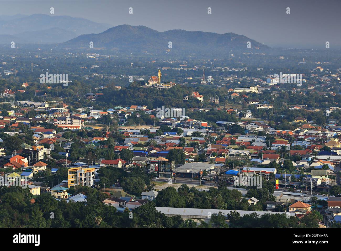 Beautiful view of the city of Nakhon Sawan Province, Thailand. Top view of Nakhon Sawan city ...