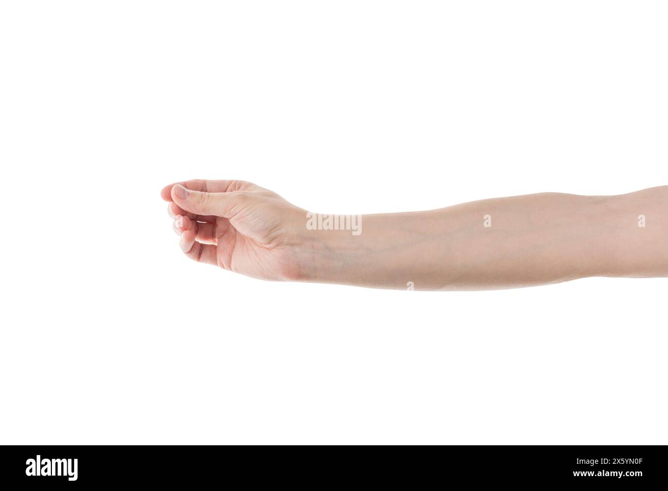Young adult man hand pick something isolated on white background Stock ...