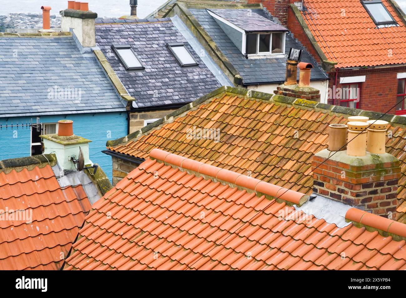 multi coloured roofs in the village of staithes on the north yorkshire ...