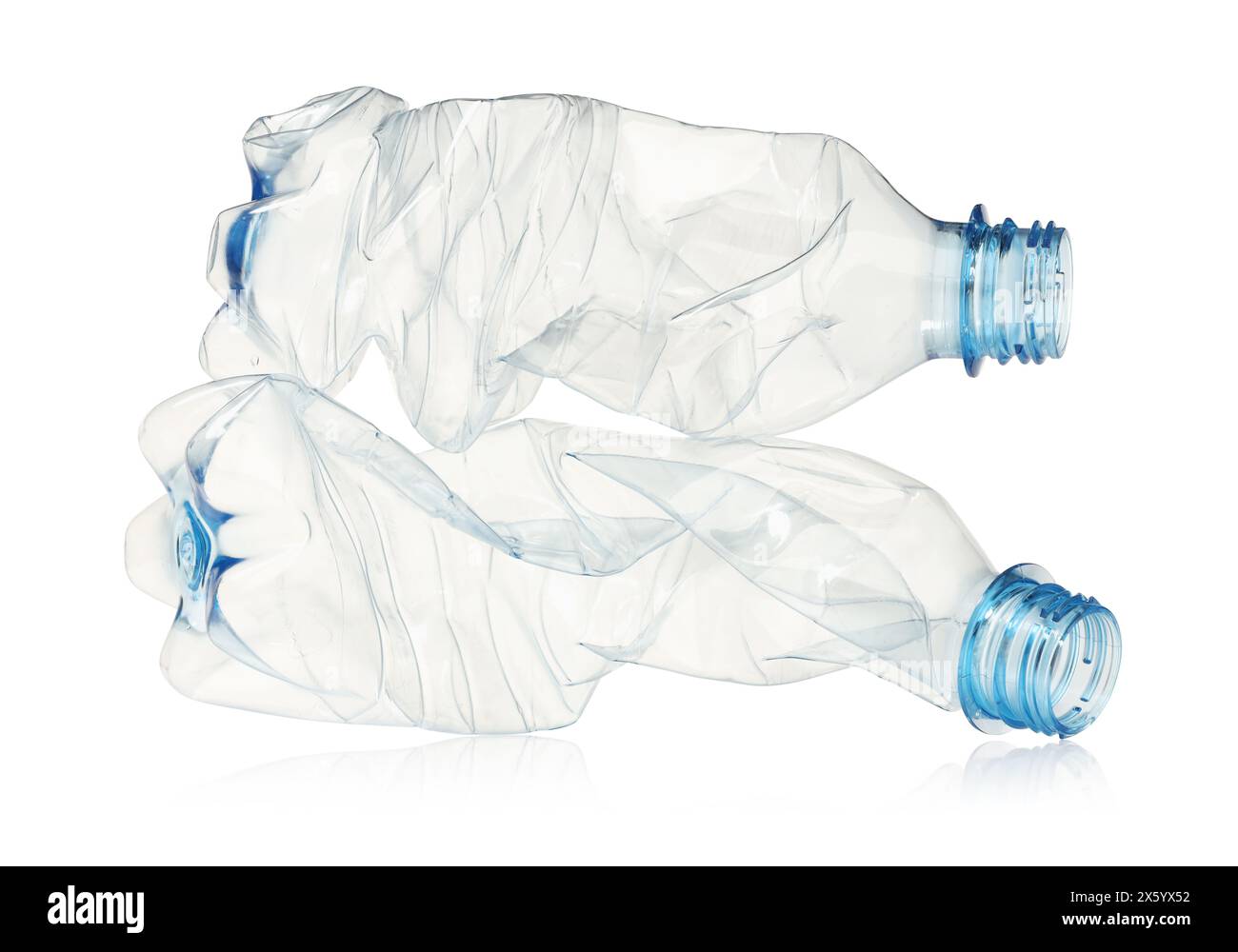 Crumpled disposable plastic bottles isolated on white Stock Photo - Alamy