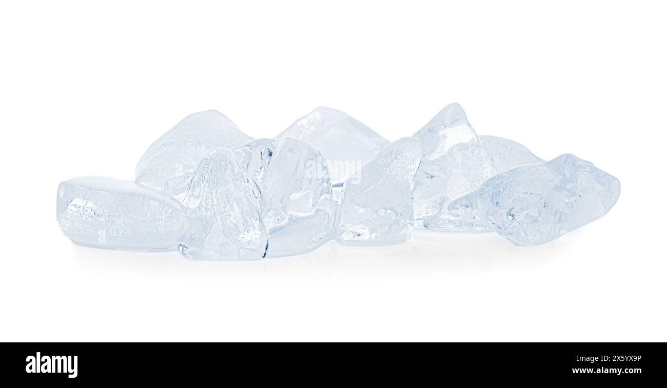 Pieces of crushed ice isolated on white Stock Photo - Alamy
