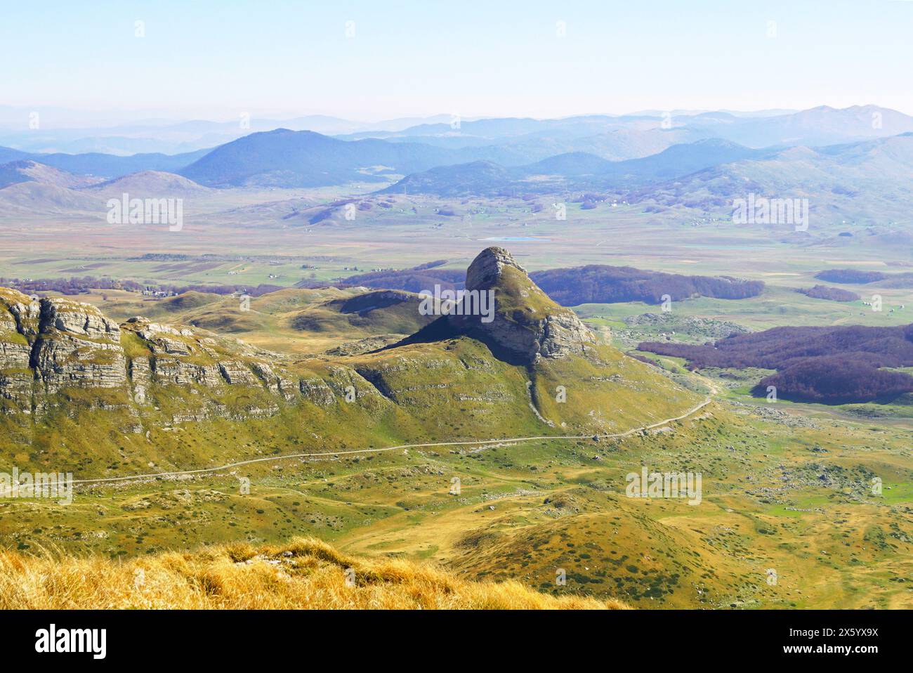Top view of Durmitor ring road, Stozina peak and Jezerska visoravan ...