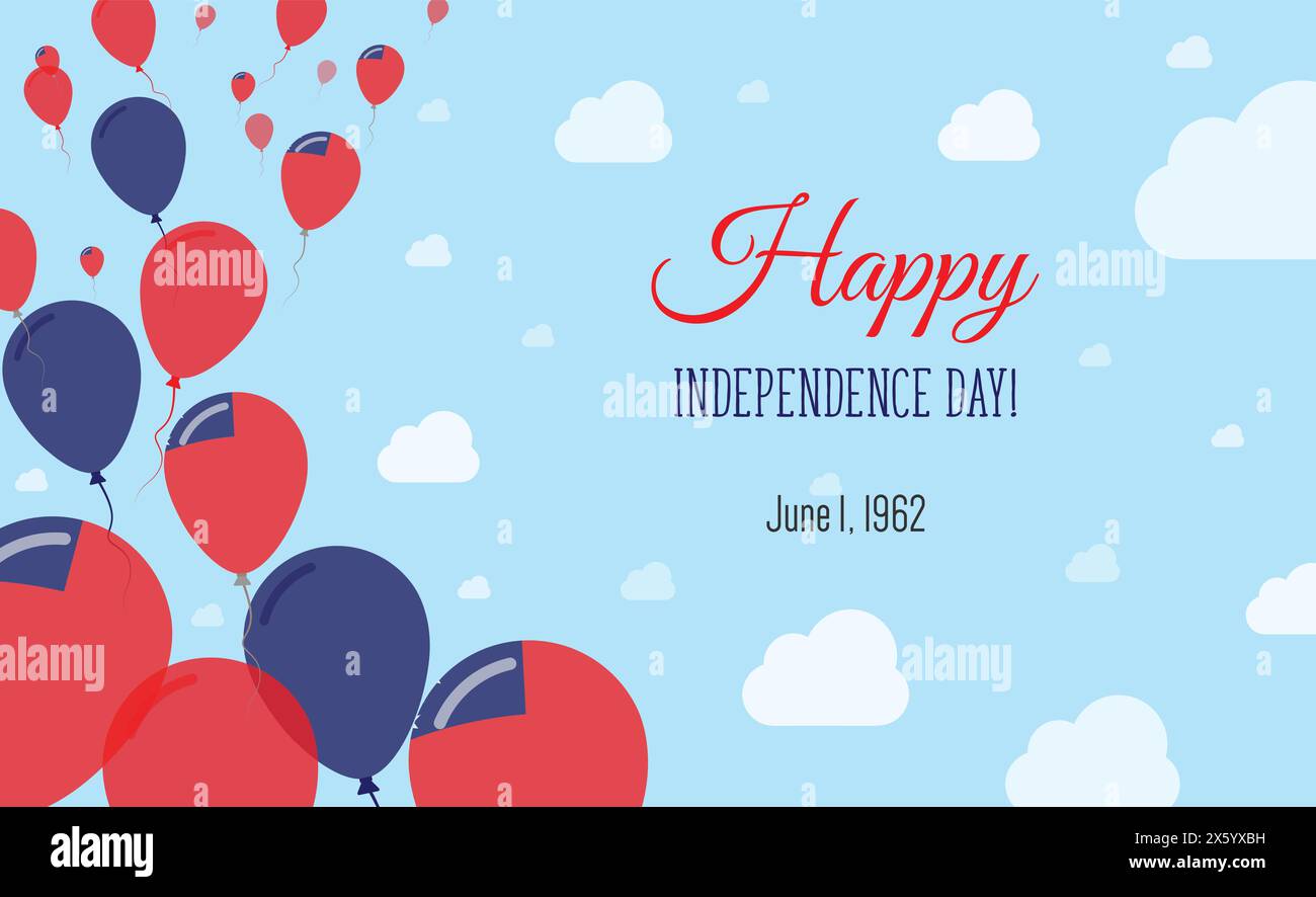 Samoa Independence Day Sparkling Patriotic Poster. Row of Balloons in ...