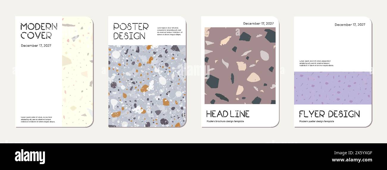 School notebook cover design. Terrazzo abstract background made of ...