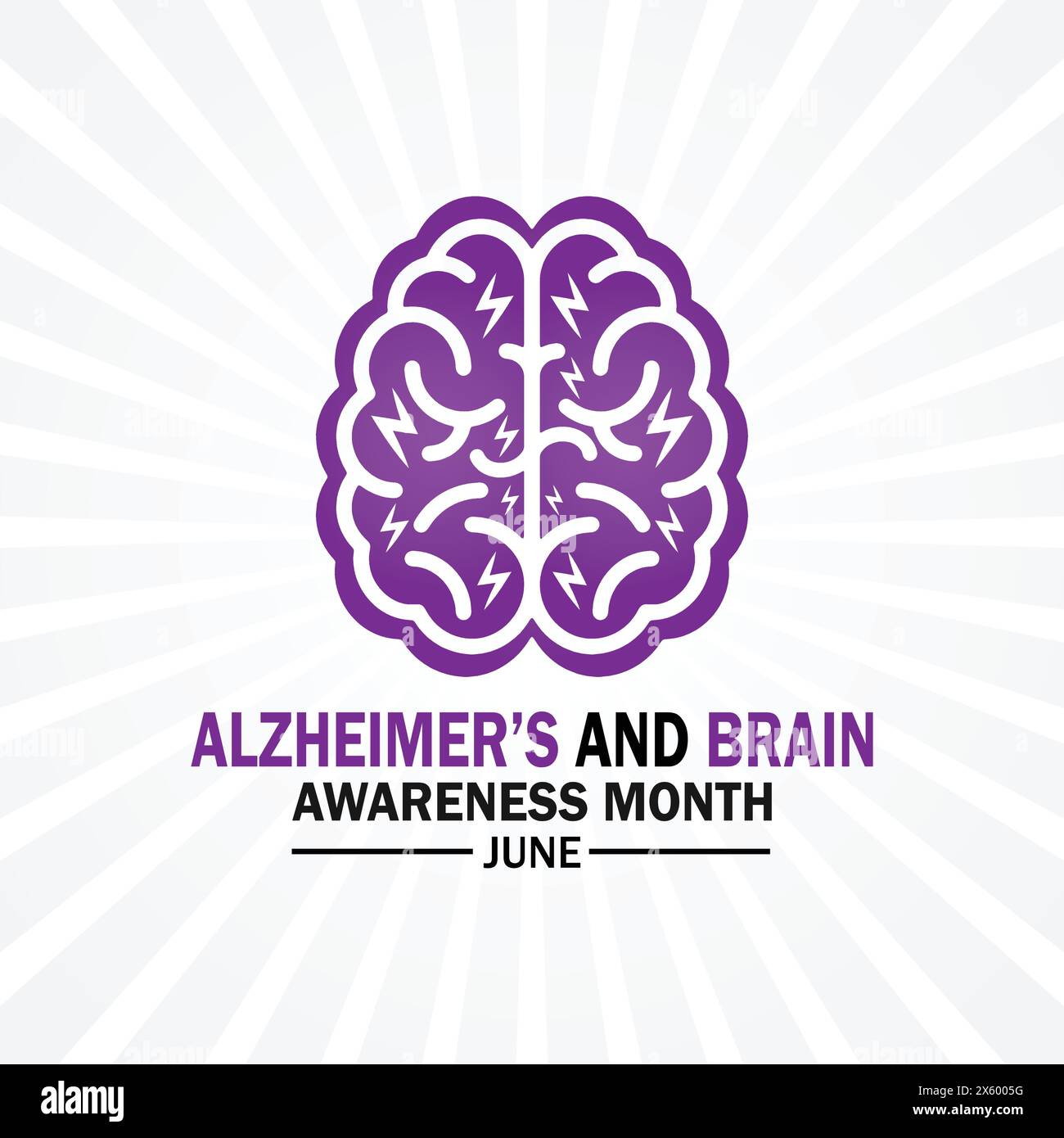 Alzheimer's And Brain awareness Month June. Template for background, banner, card, poster with ...