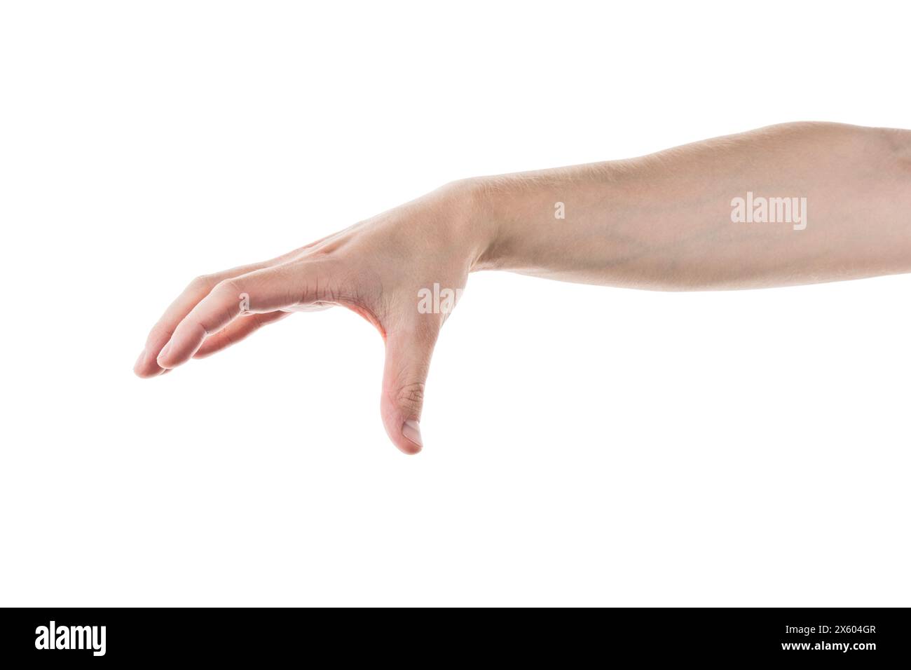 Young adult man hand pick something isolated on white background Stock ...