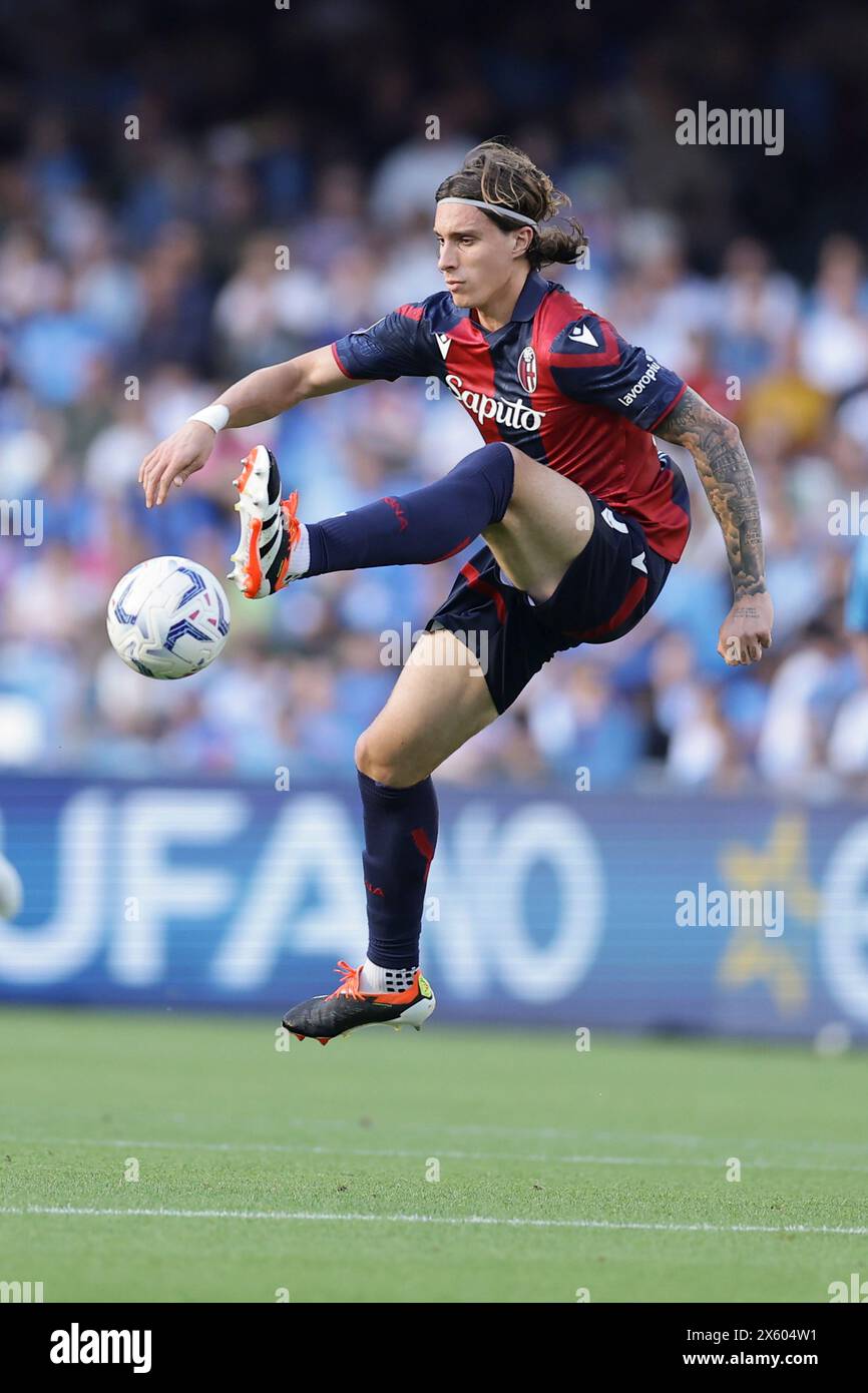 Bologna's Italian defender Riccardo Calafiori controls the ball during ...