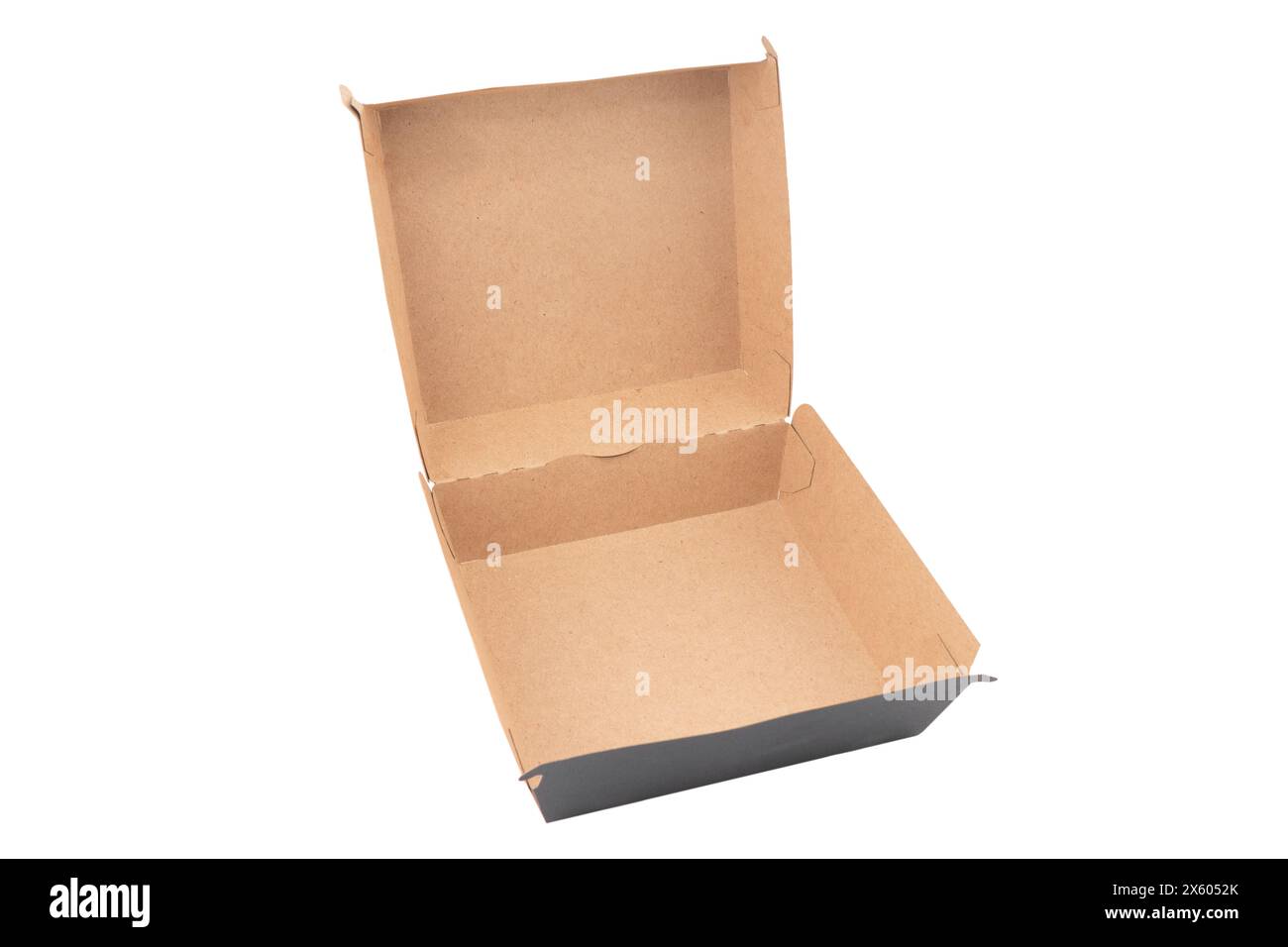 Open empty brown paper burger box isolated on white background Stock ...