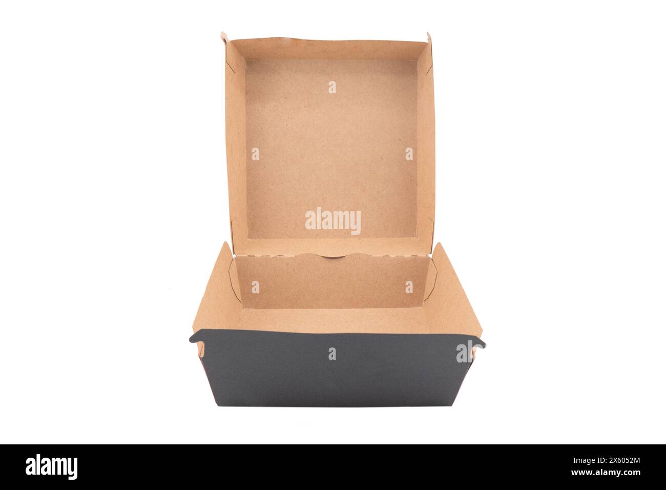 Open empty brown paper burger box isolated on white background Stock ...