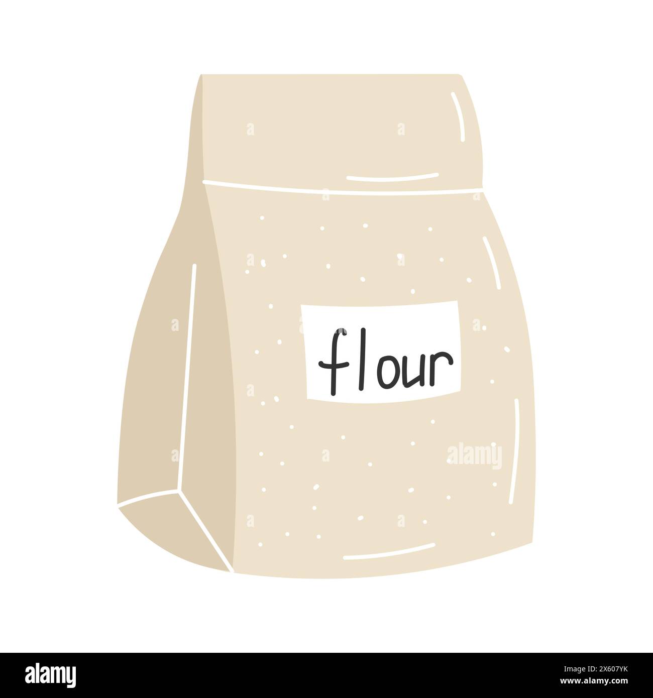 Flour in paper bag. Closed pack, package with baking ingredient ...