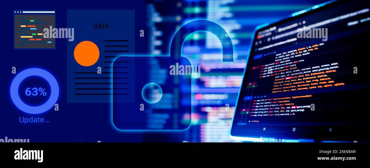 Work From Home Programmer Coding Code On Notebook Screen At Stock 5454