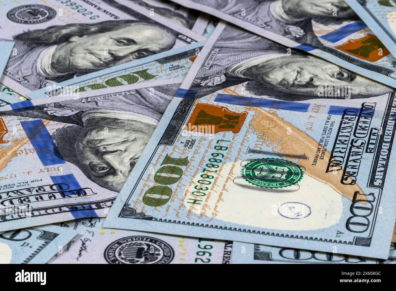 Stack of one hundred dollar bills. Stack of cash money in hundred ...