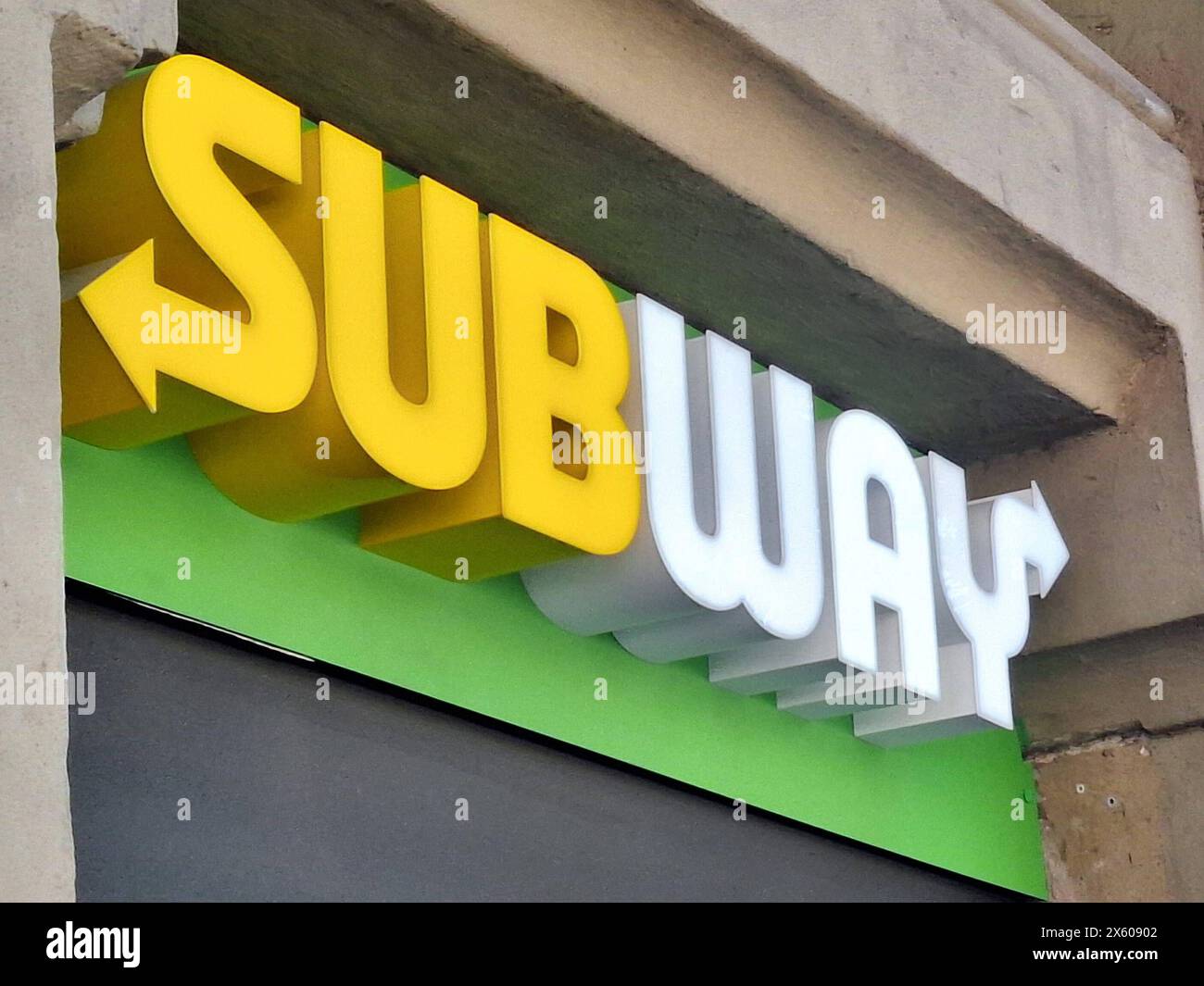 Subway logo brand and text sign flag of franchise restaurant American ...