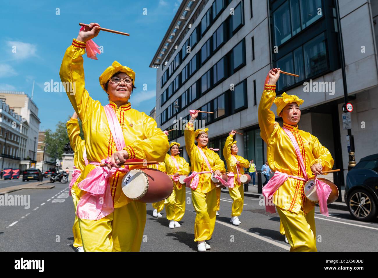 London, UK. 11 May 2024. People belonging to the Falun Gong religious ...
