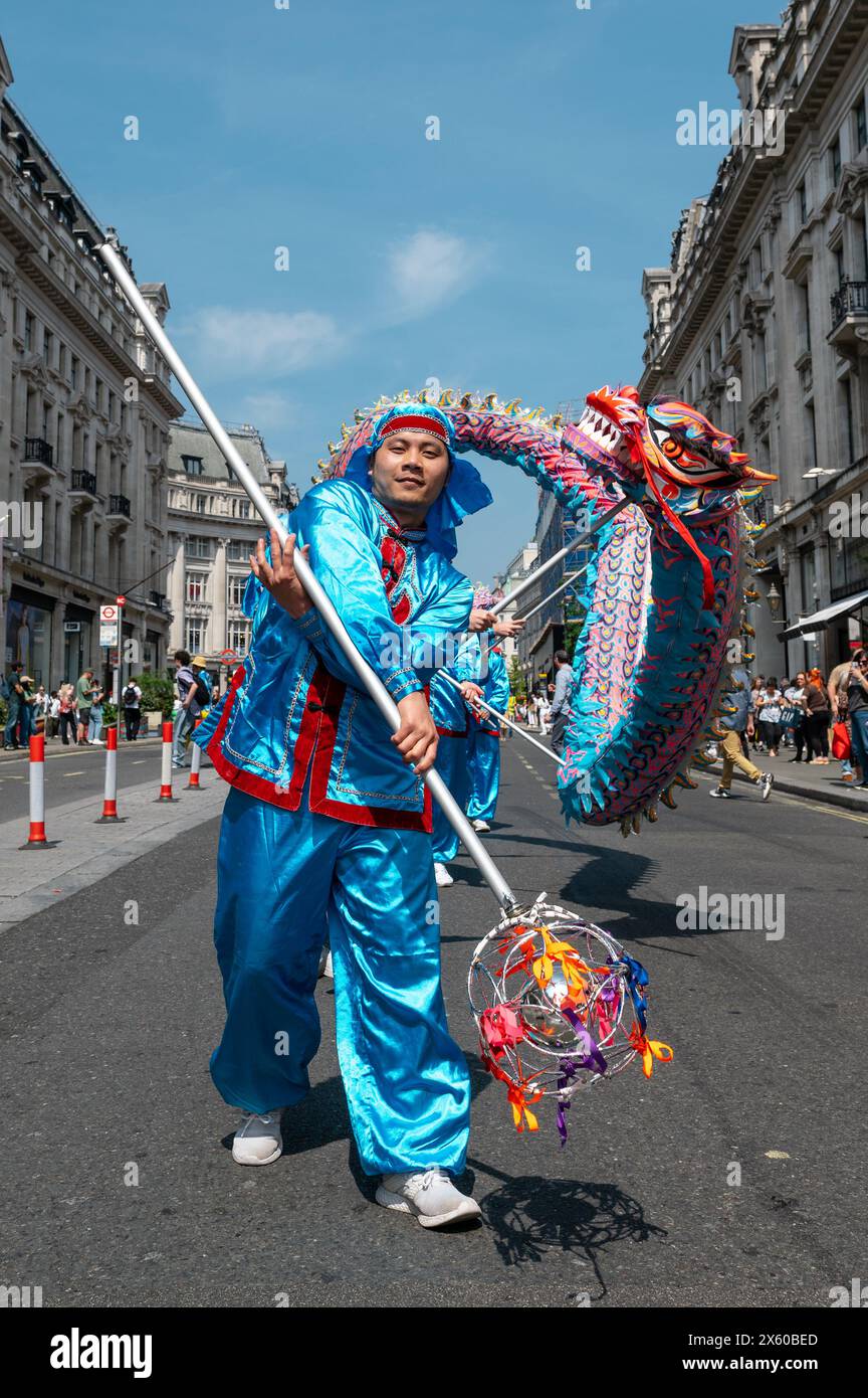 London, UK. 11 May 2024. People belonging to the Falun Gong religious ...