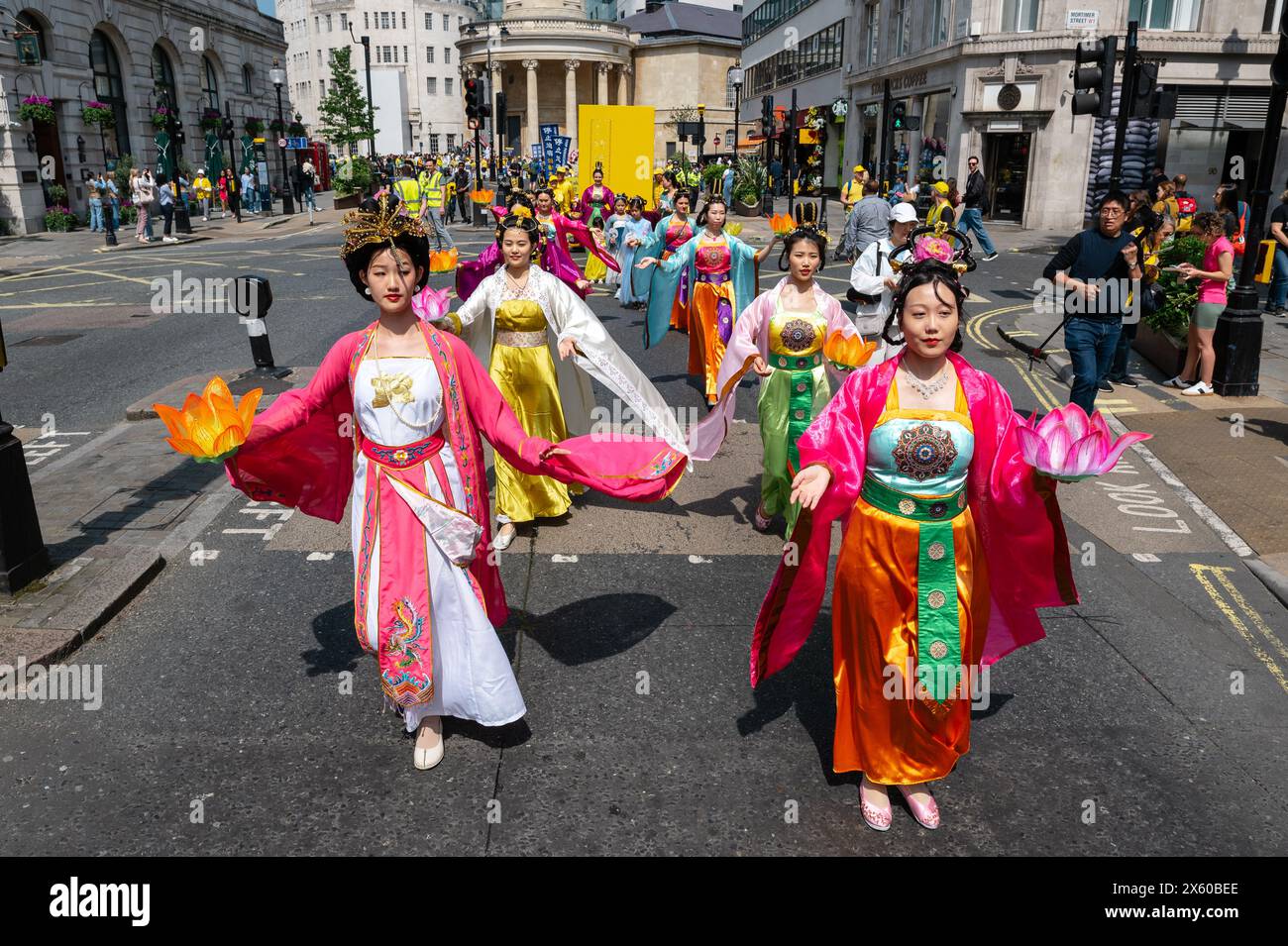 London, UK. 11 May 2024. People belonging to the Falun Gong religious ...