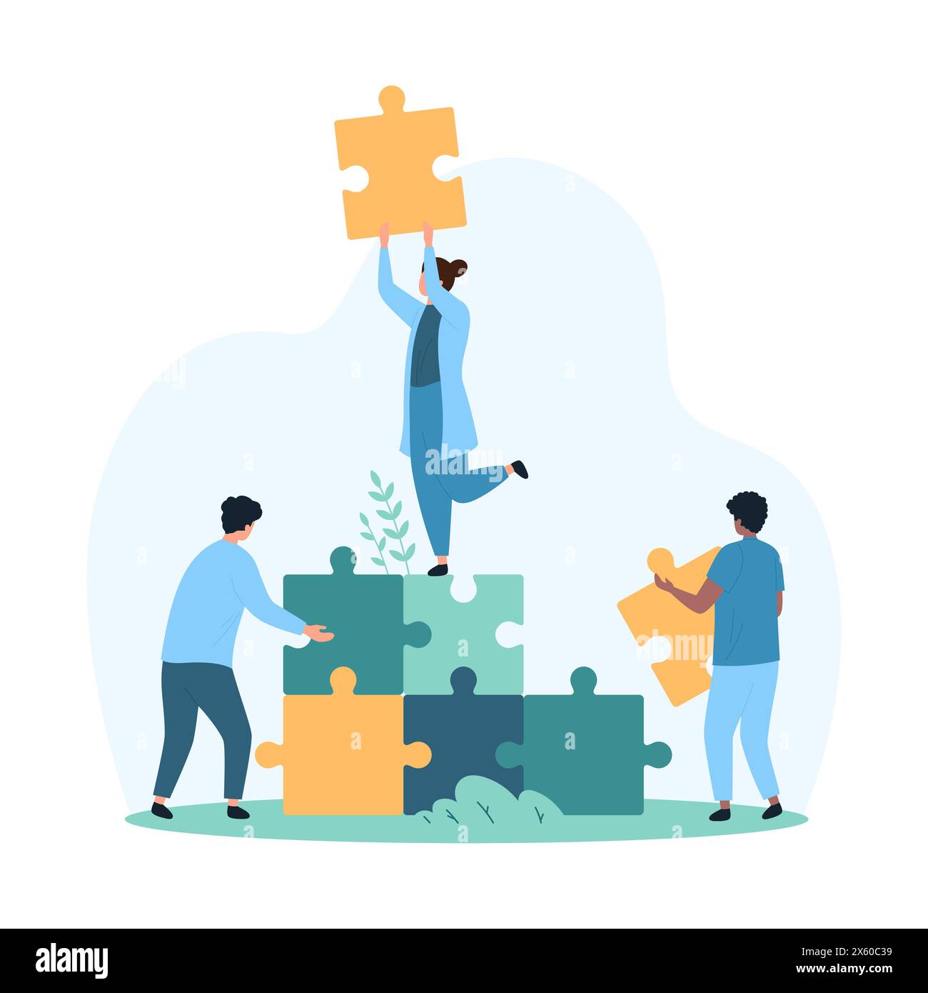 Business startup and cooperation, success teamwork brainstorming. Tiny ...