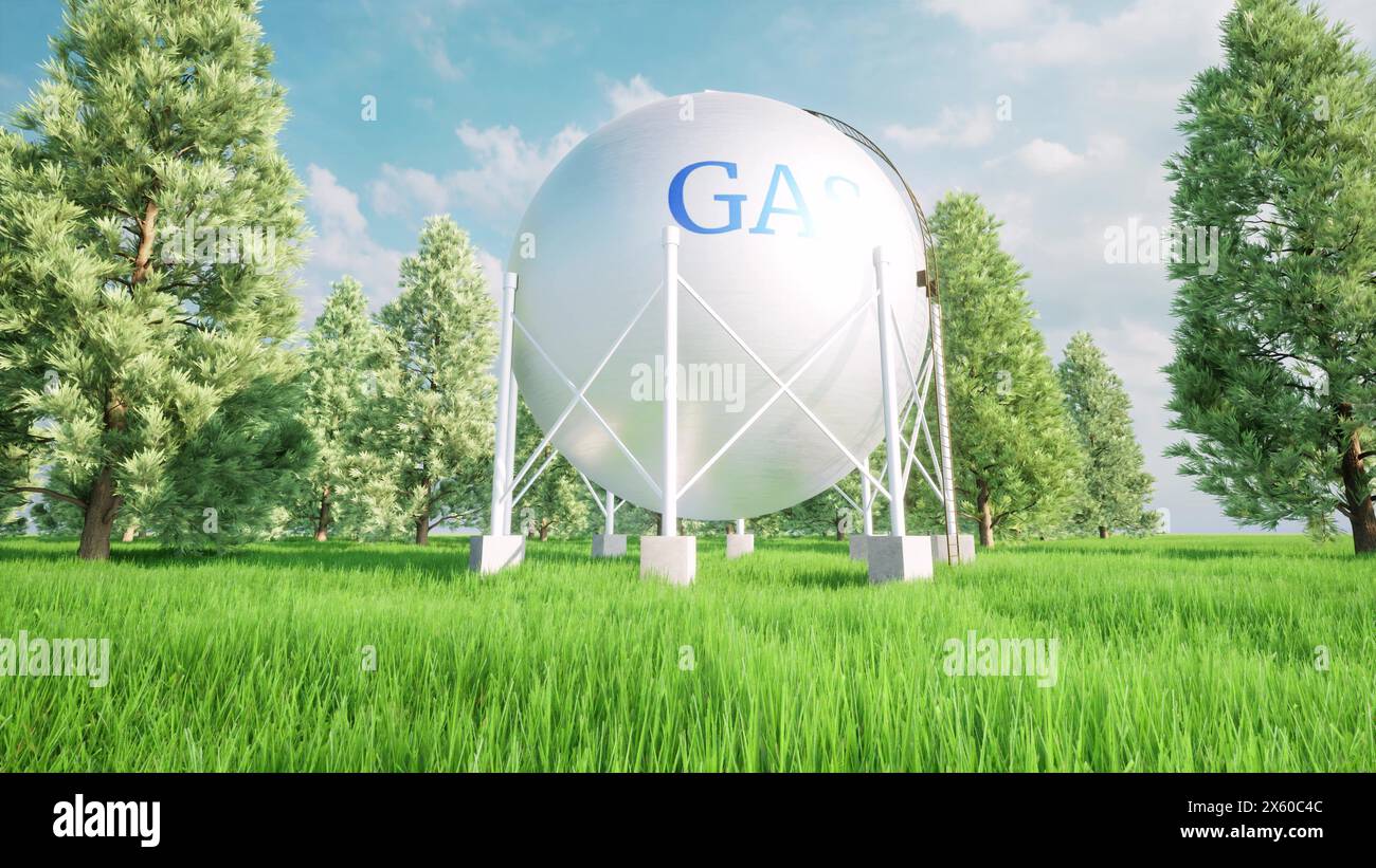 Spherical gas station Natural oil tank 3d render Stock Photo - Alamy