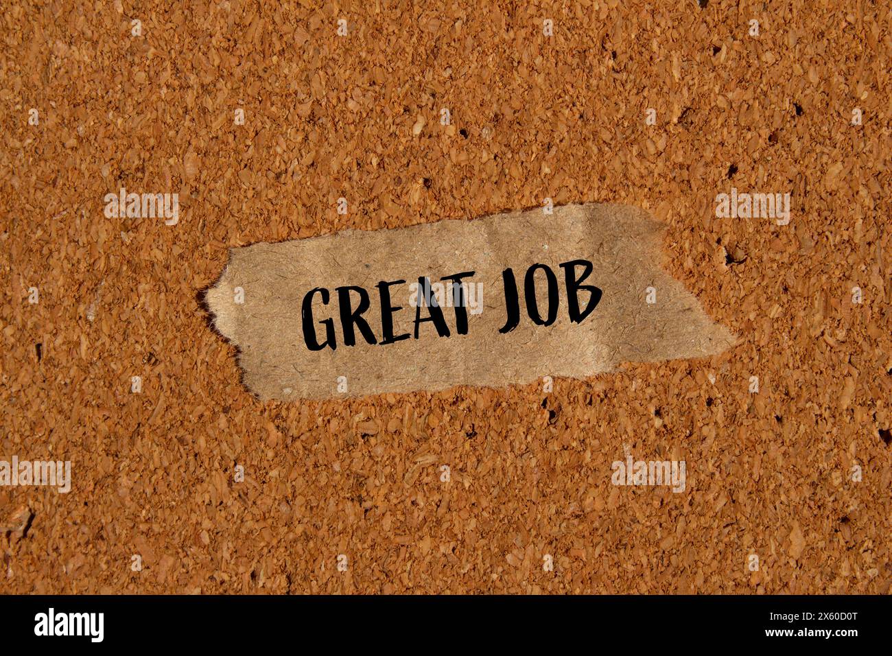 Great jobwords written on ripped paper piece with brown background ...