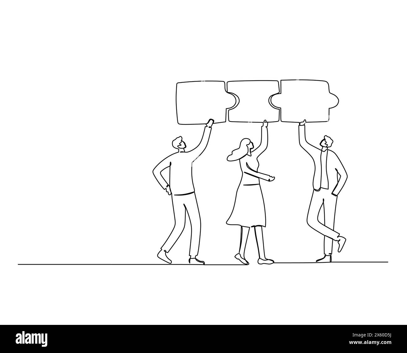 Continuous single one line drawing three businessman, each other ...