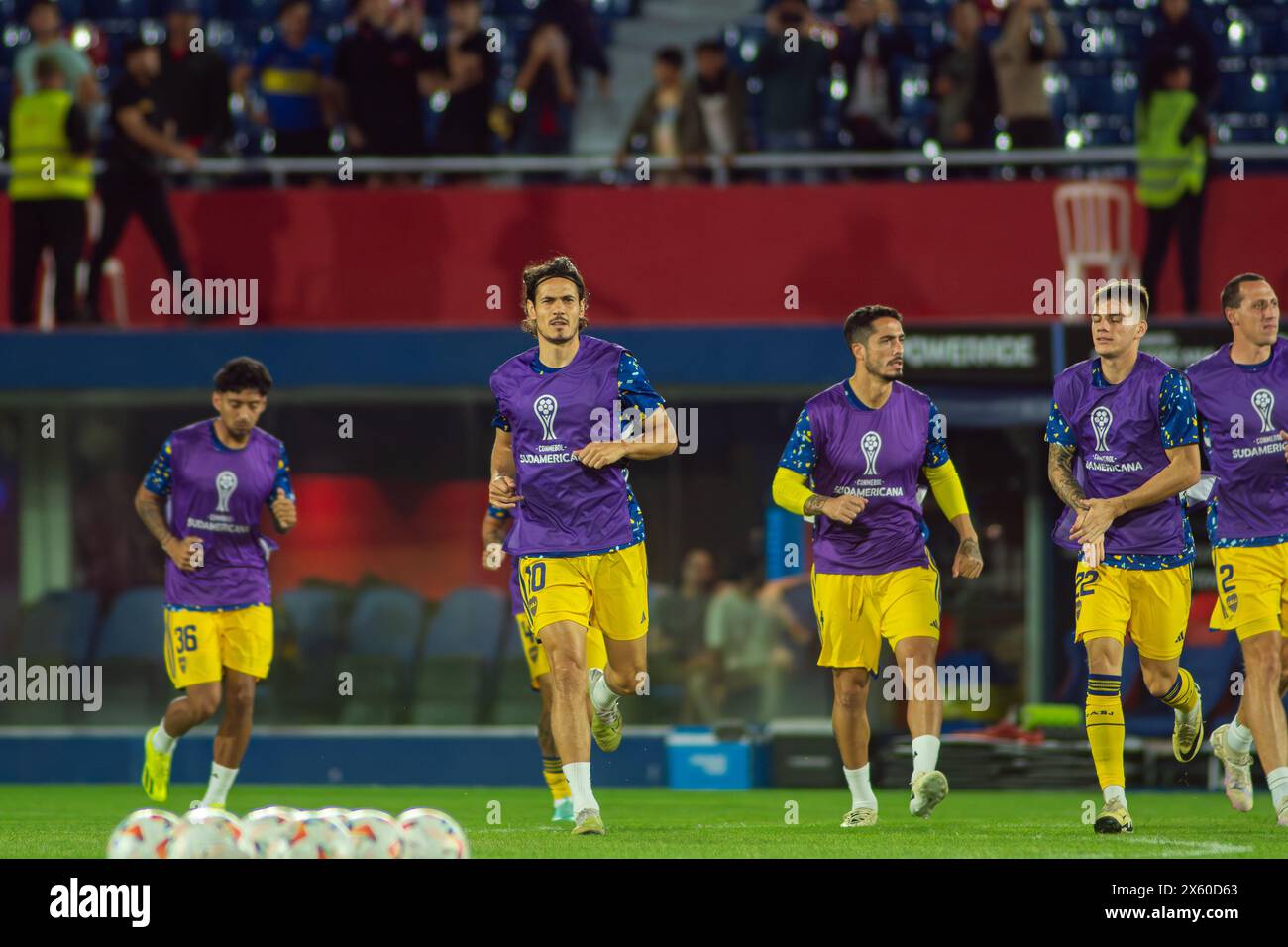 Boca Jrs players warm up - Sportivo Trinidense (1) v Club Atletico Boca ...